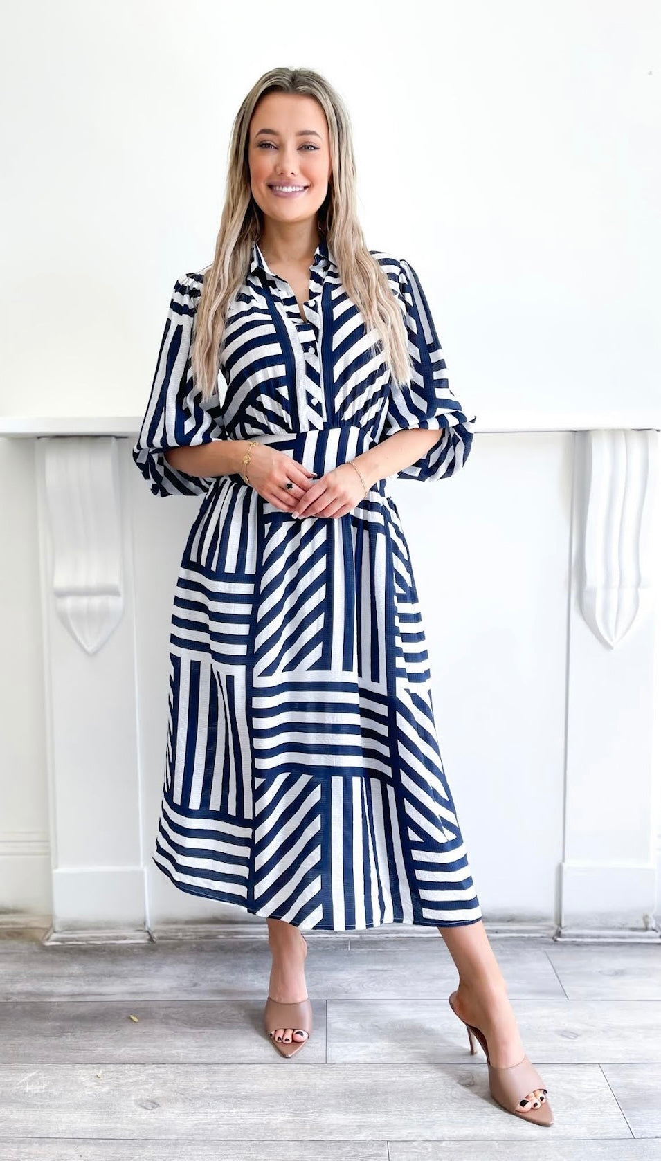 Aerial Geometric Midi Dress – Little Meraki